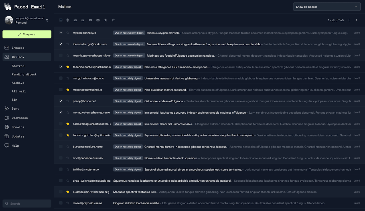 Decide when emails land in your inbox · Paced Email